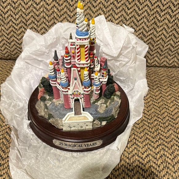 Disney | Accents | Disney Magical Castle Figurine Pink Red Blue Yellow Signed By Artist | Poshmark